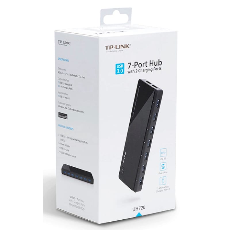Hub USB TP-Link UH-720 USB 3.0 7 Portas + 2 de Carregamento Preto ...