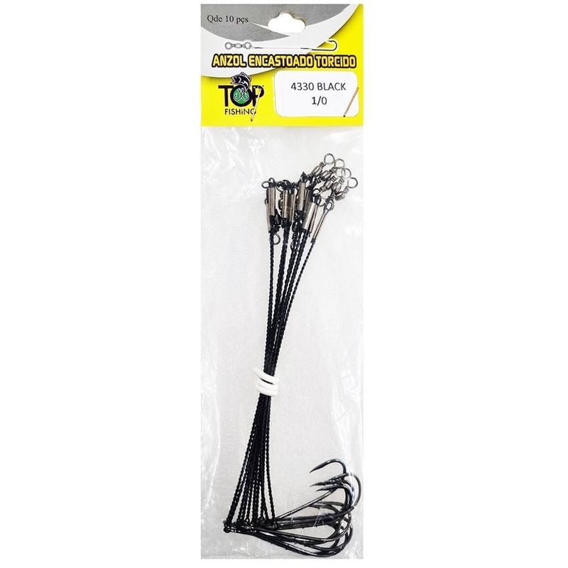 Anzol Top Fishing 4330 Black Encastoado Torcido 1/0 com 10 pçs ...