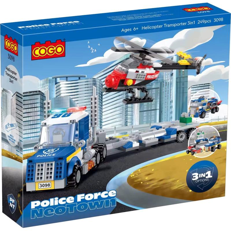 Cogo Police Force NeoTown Helicopter Transporter 3em1 - 3098 (249 Peças ...